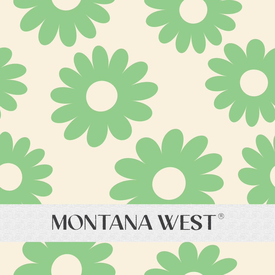 Groovy Green Daisy Flowers Seamless Pattern, Digital 70's Floral Retro ...