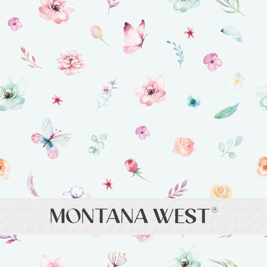 Cute Spring Floral Butterflies and Plants Seamless Pattern, Digital ...