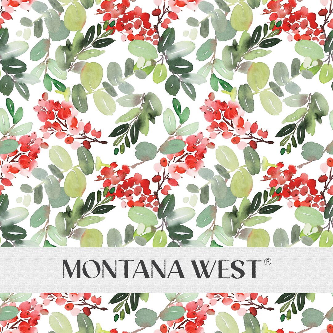 Christmas Berries Seamless Pattern, Digital Watercolor Berries Seamless ...