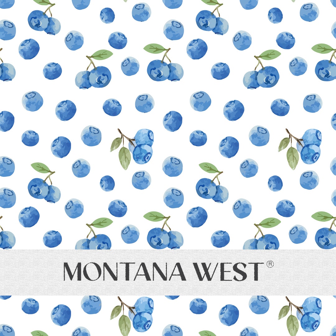 Blueberries Seamless Pattern, Digital Watercolor Cute Blueberries ...