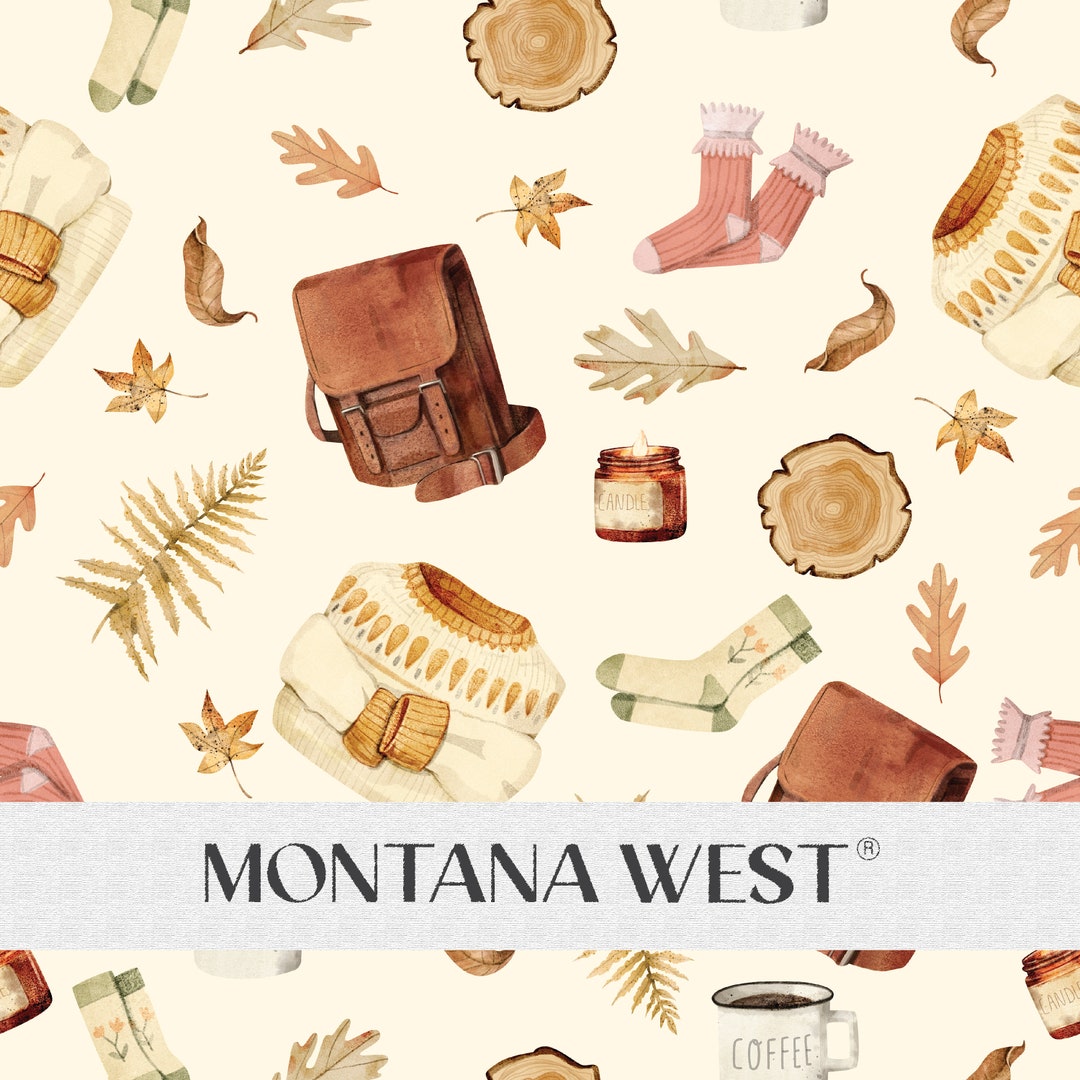 Fall Elements Seamless Pattern, Digital Watercolor Fall Elements ...