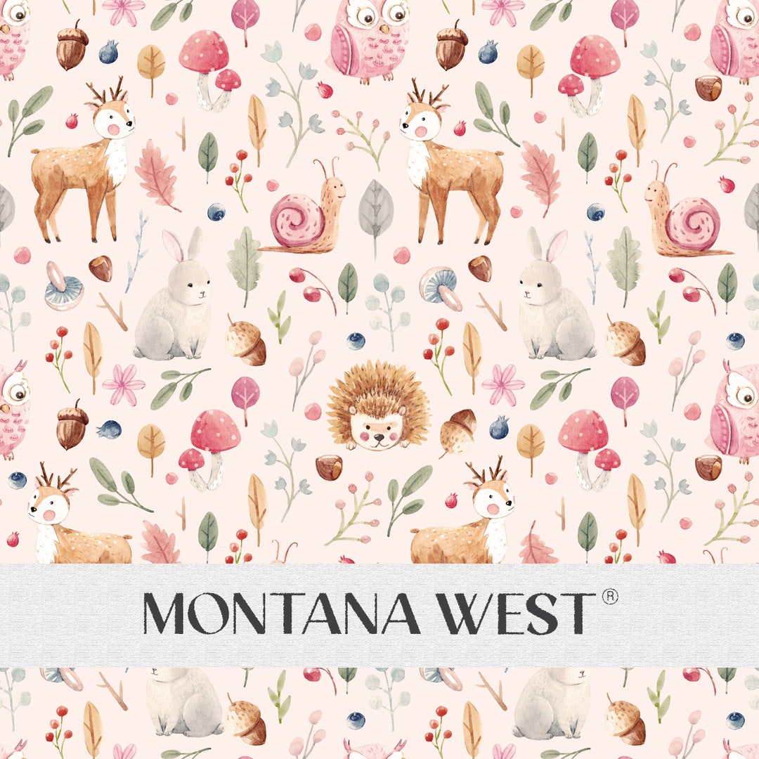 Cute Forest Animals Seamless Pattern, Digital Watercolor Cute Fairy ...