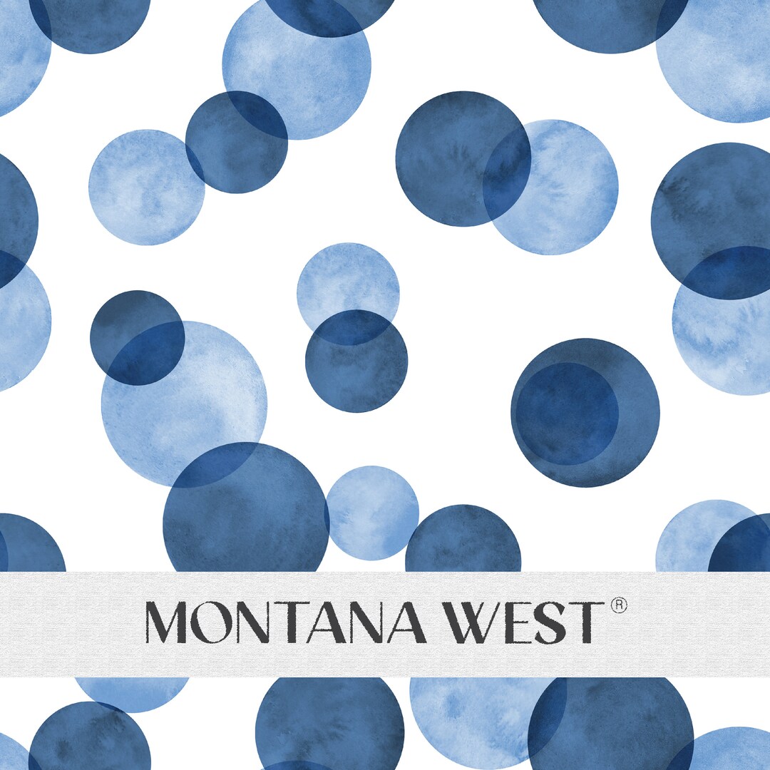 Blue Polka Dot Circles Seamless Pattern, Digital Watercolor Abstract ...