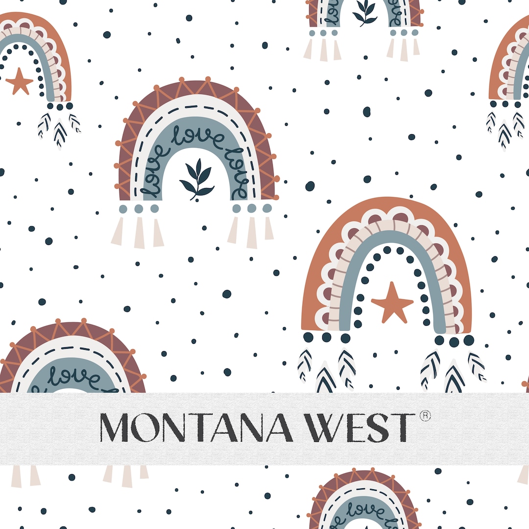 Boho Rainbow Seamless Pattern, Digital Watercolor Boho Seamless Pattern ...