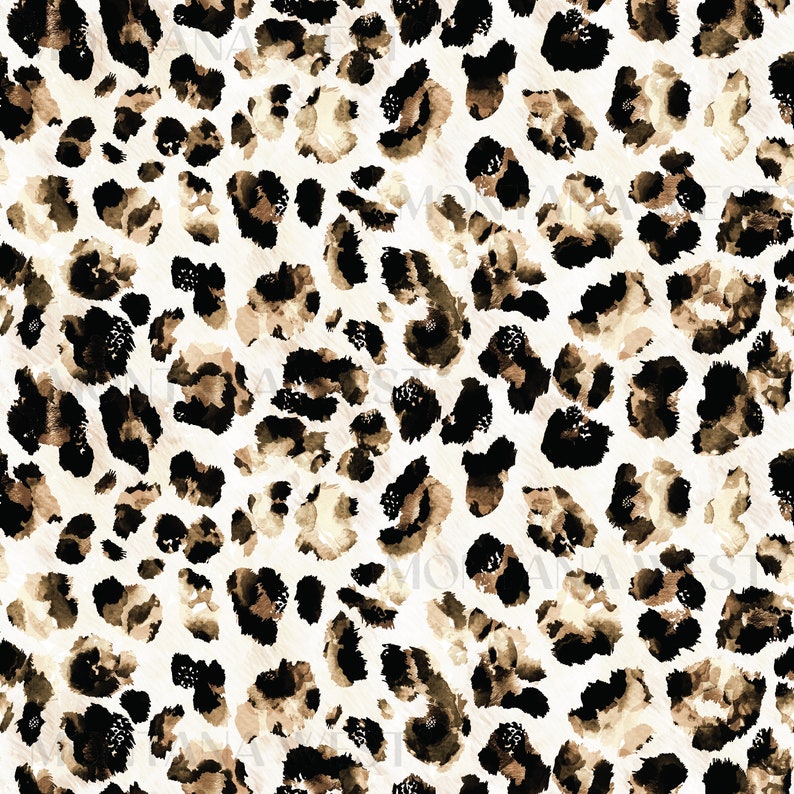 Leopard Print Seamless Pattern, Digital Watercolor Leopard Cheetah Skin ...