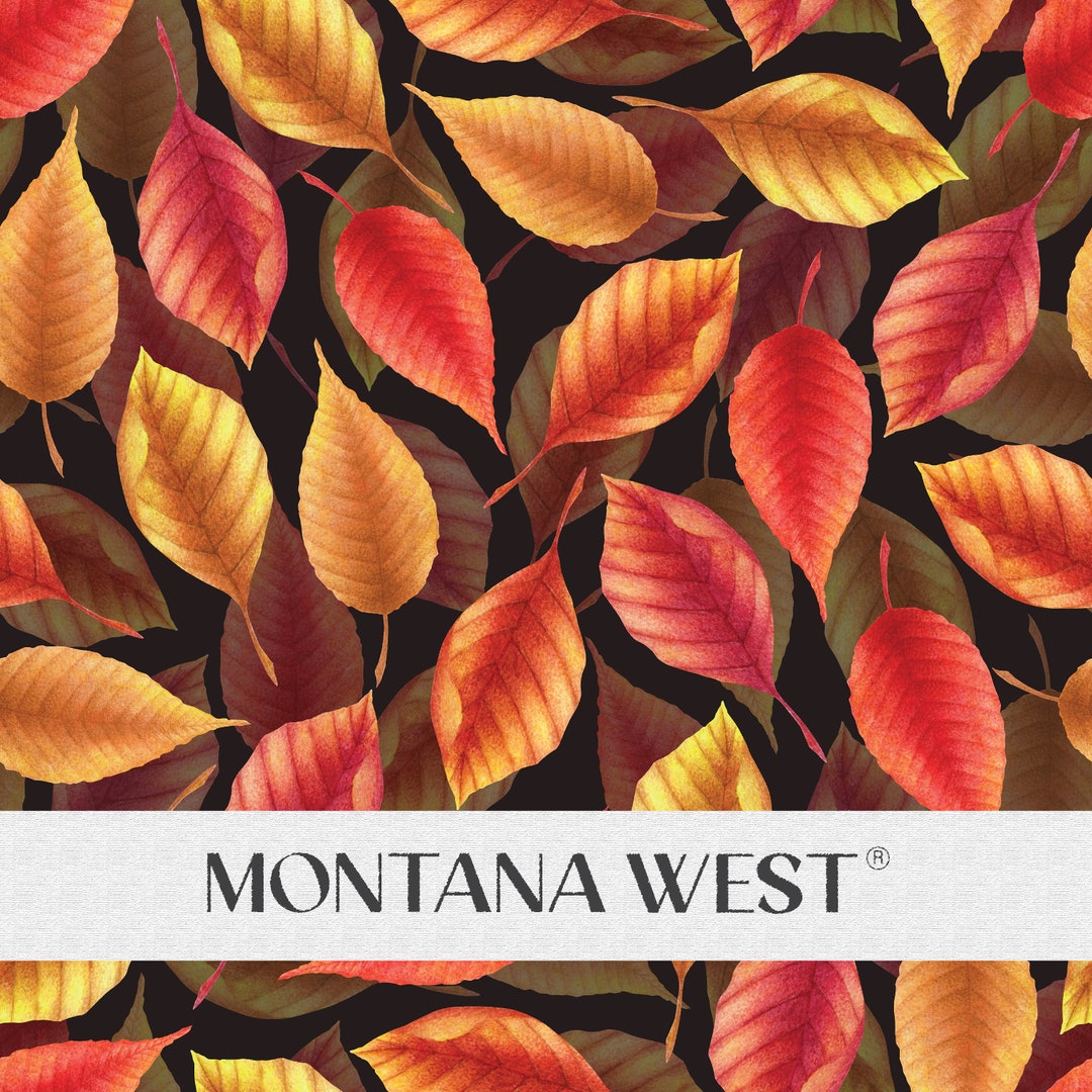 Autumn Leaves Seamless Pattern, Digital Watercolor Autumn Yellow Red ...