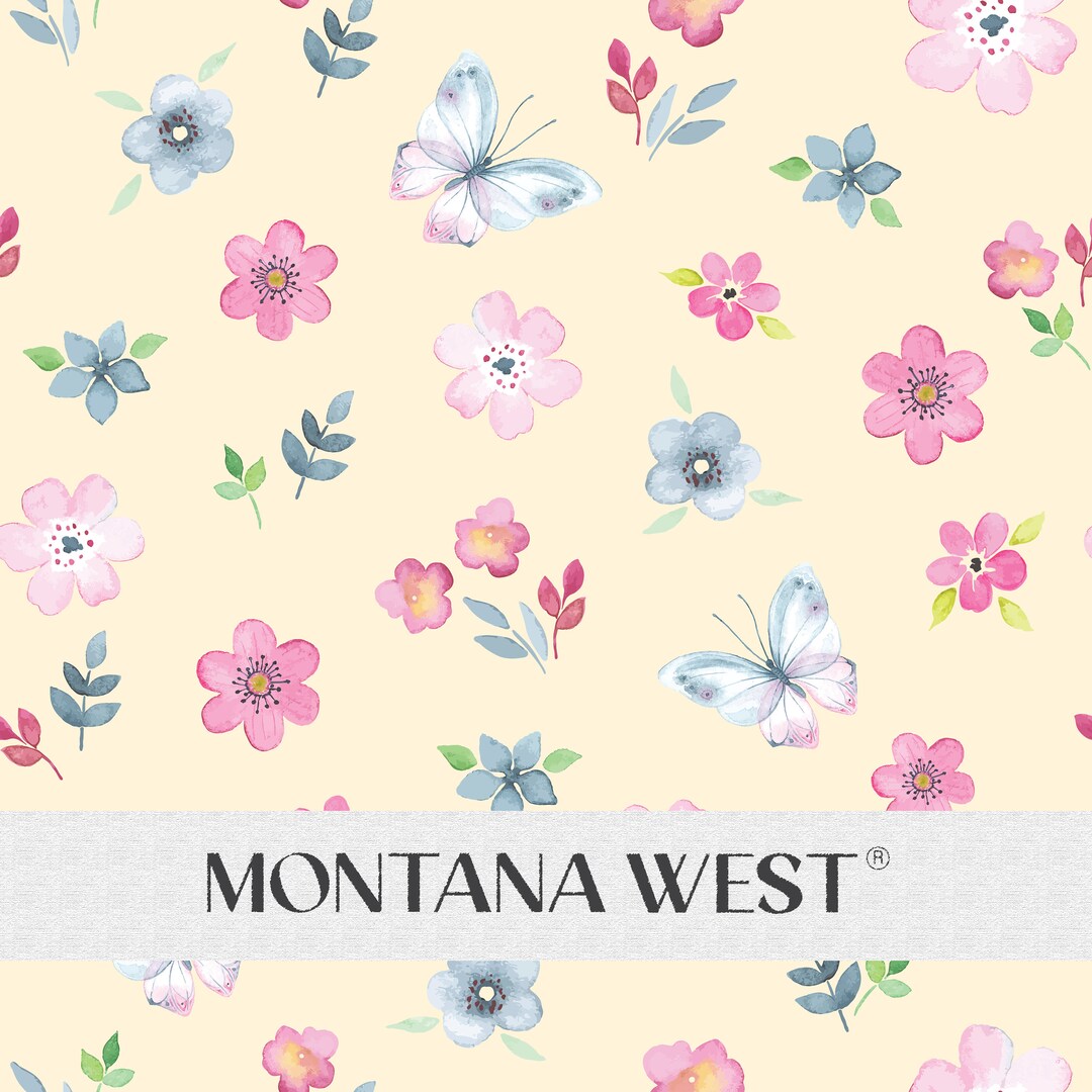 Watercolor Flowers and Butterflies Seamless Pattern, Digital Watercolor ...