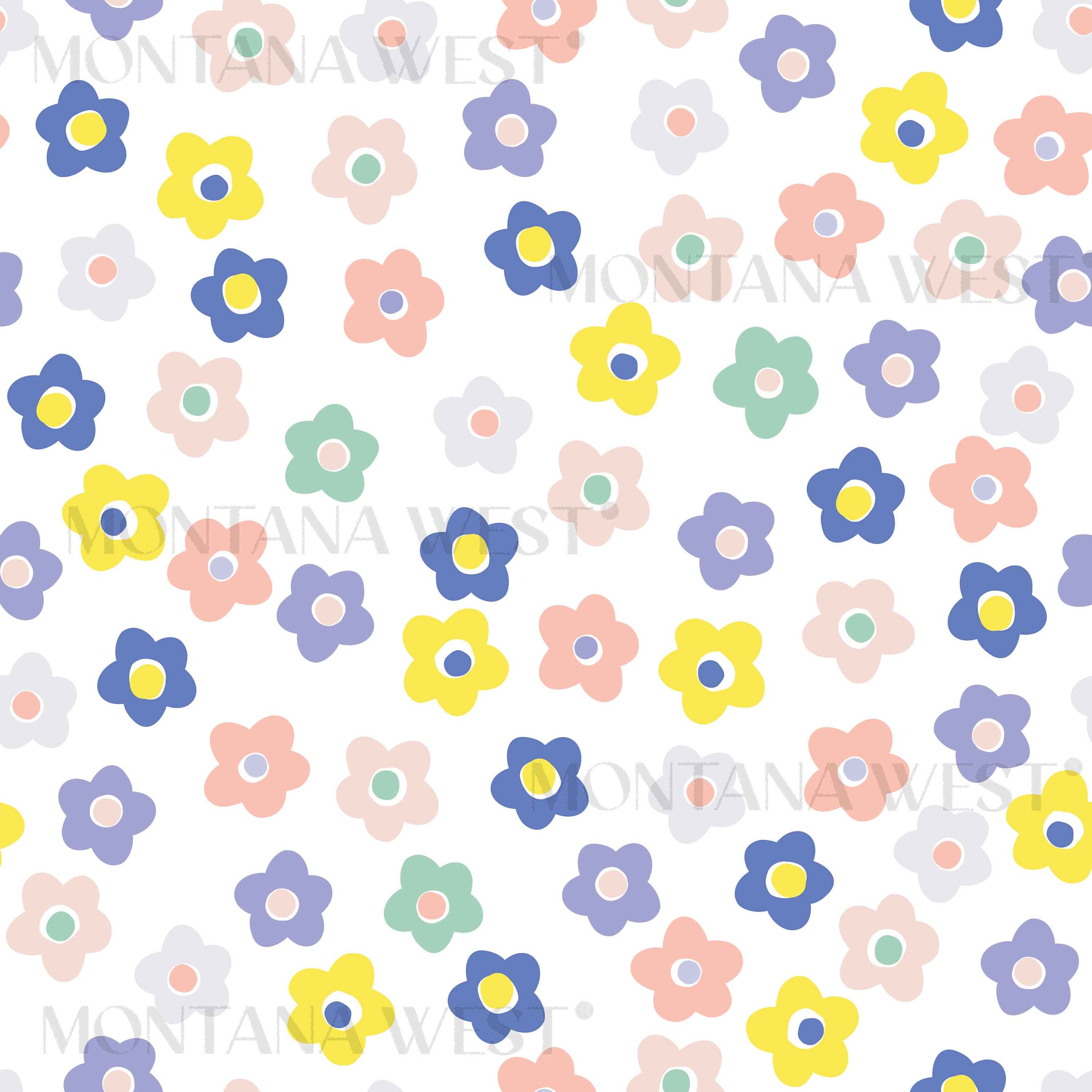 Groovy Retro Daisies Seamless Pattern, Digital Scandinavian Style ...