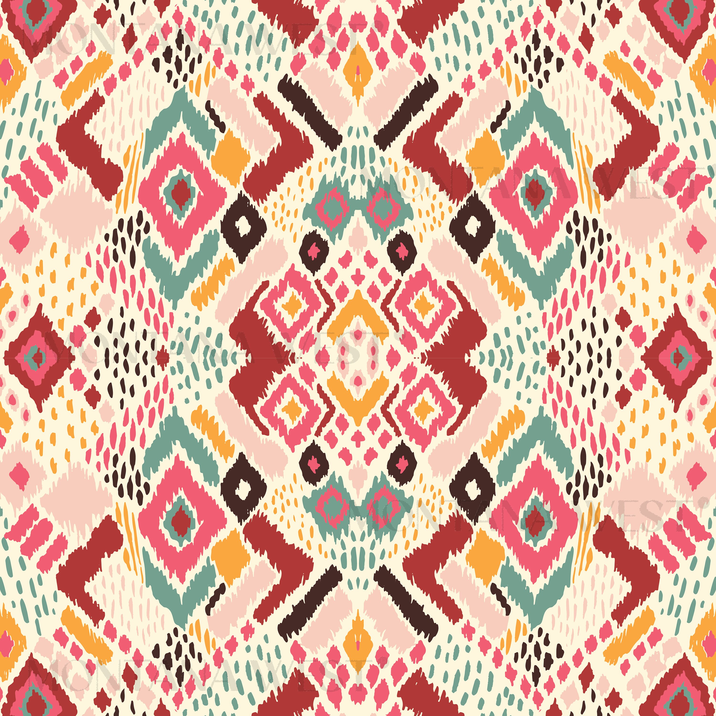 Tribal Ethnic Seamless Pattern, Digital Colorful Ikat Diamond Ornament Tribal Seamless Pattern ...