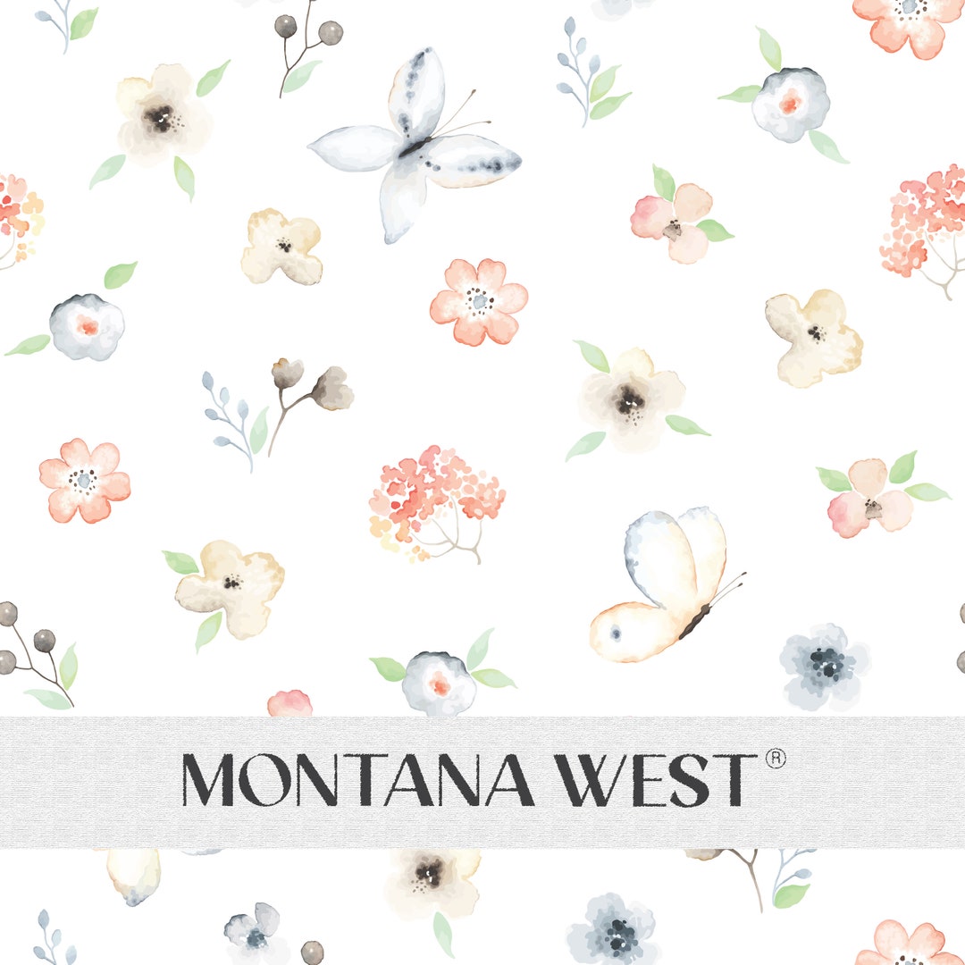 Watercolor Flowers and Butterflies Seamless Pattern, Digital Watercolor ...