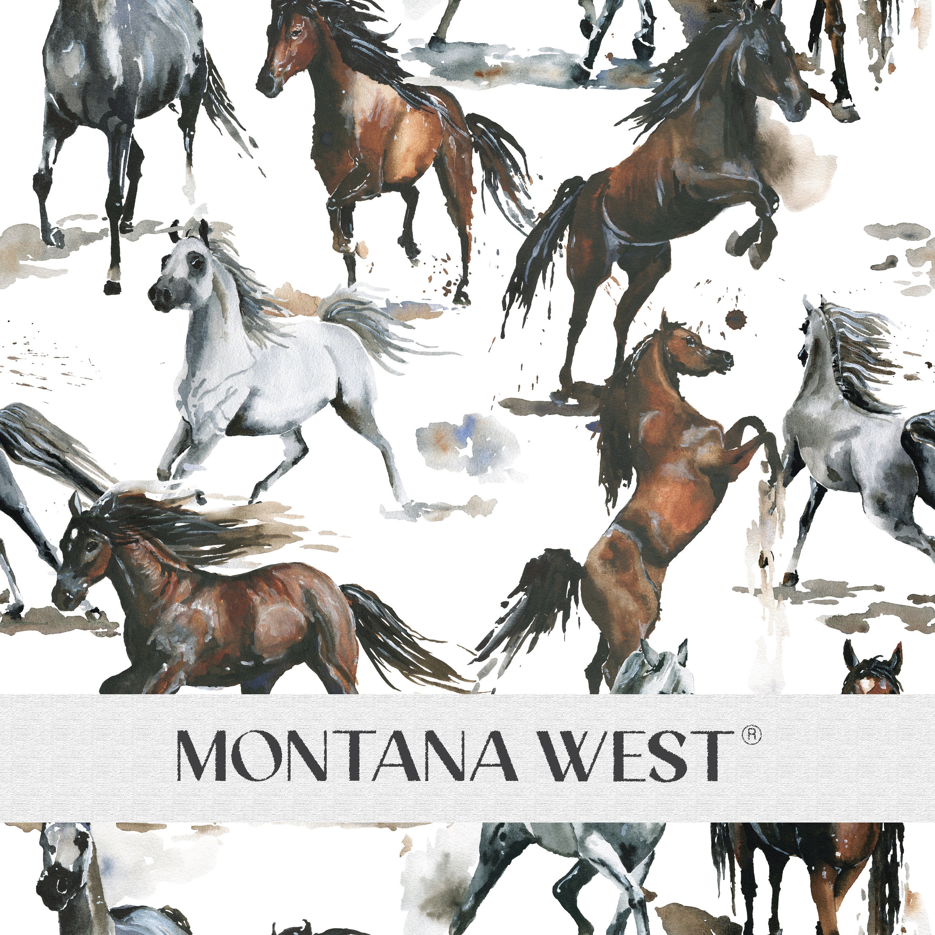 Watercolor Horses Seamless Pattern, Digital Horses Seamless Pattern for ...
