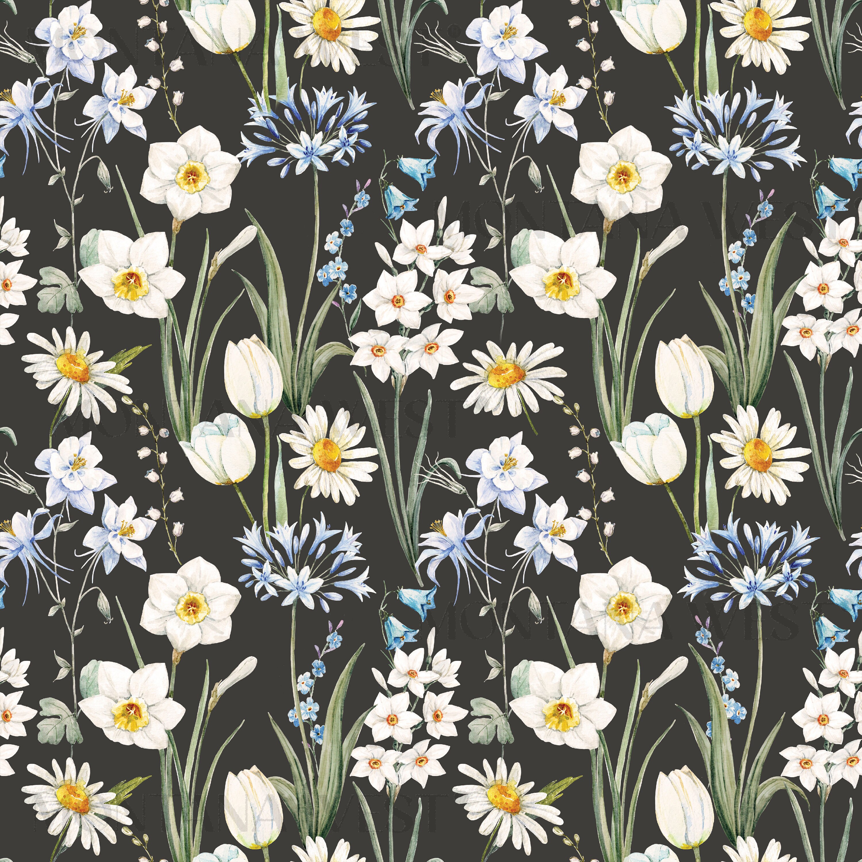 Spring Flowers Seamless Pattern, Digital Watercolor Daffodils Daisies ...