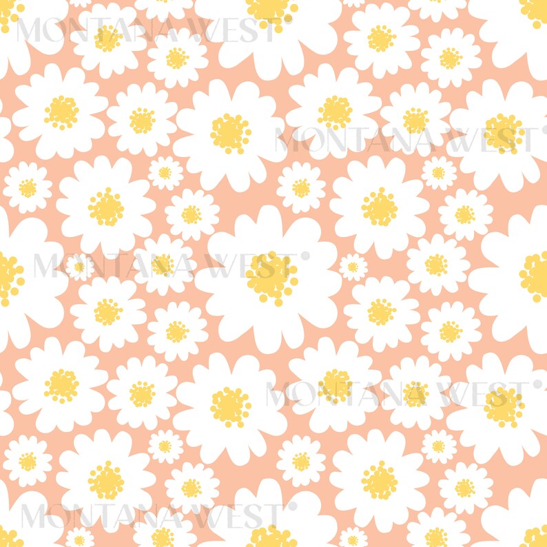 White Daisies Pink Background Seamless Pattern Digital Daisy - Etsy