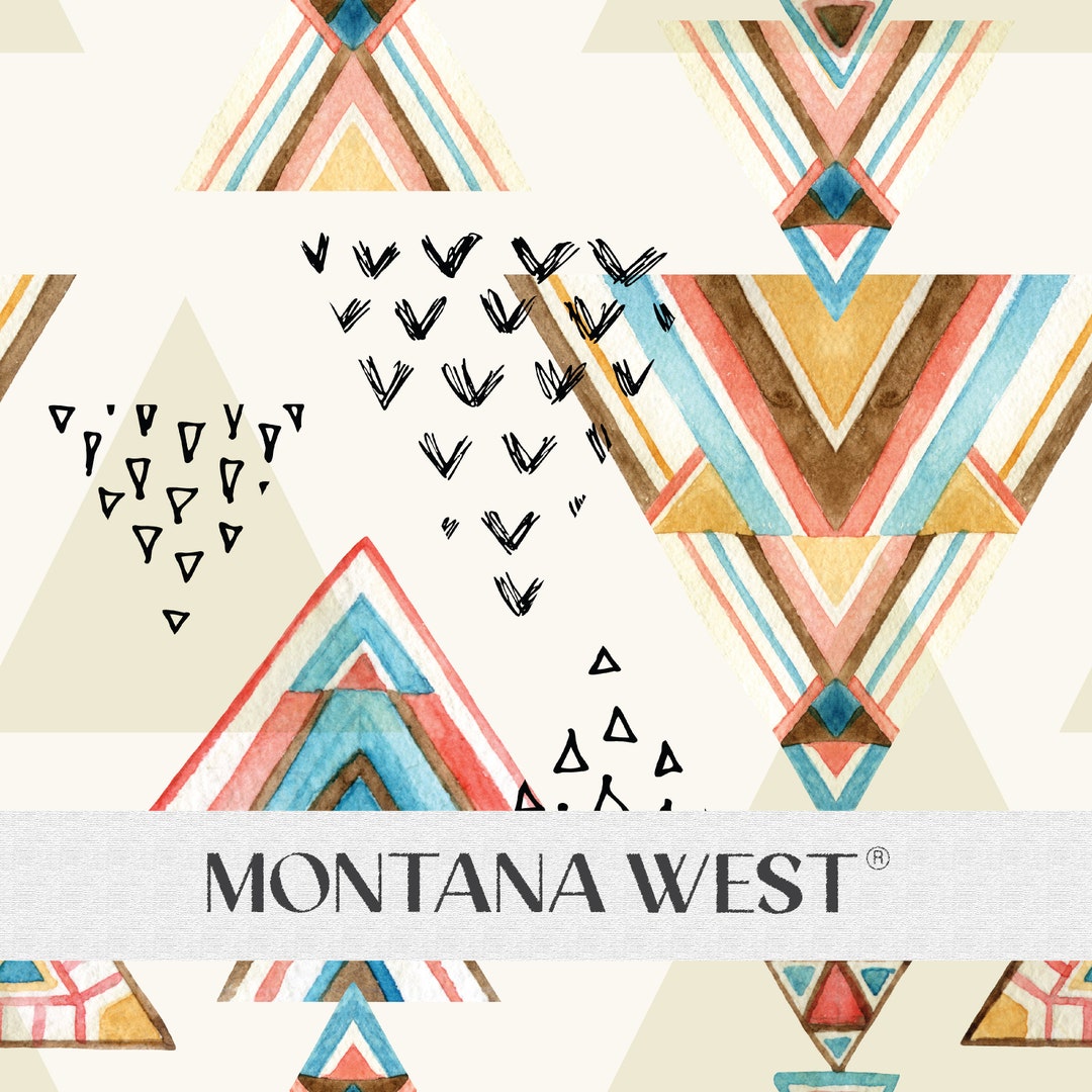 Tribal Aztek Ornaments Seamless Pattern, Digital Watercolor Geometric ...