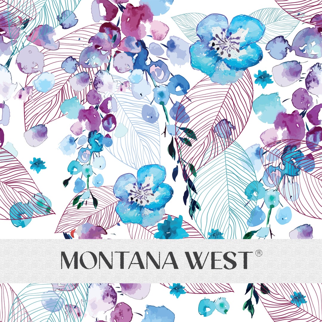 Picturesque Floral Seamless Pattern, Digital Blue and Purple Floral ...