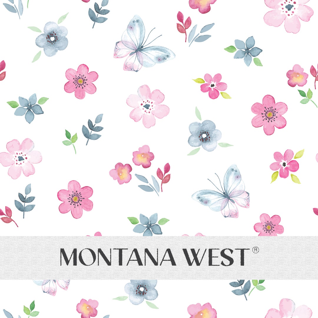 Watercolor Flowers and Butterflies Seamless Pattern, Digital Watercolor ...