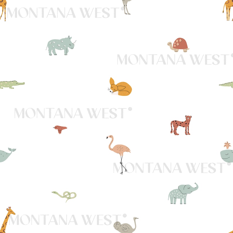 Cute Safari Animals Seamless Pattern Digital Safari Animals - Etsy