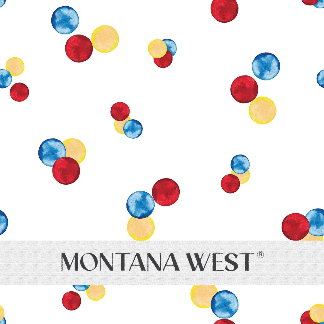 Red Yellow Blue Dots Seamless Pattern, Digital Watercolor Trio of ...