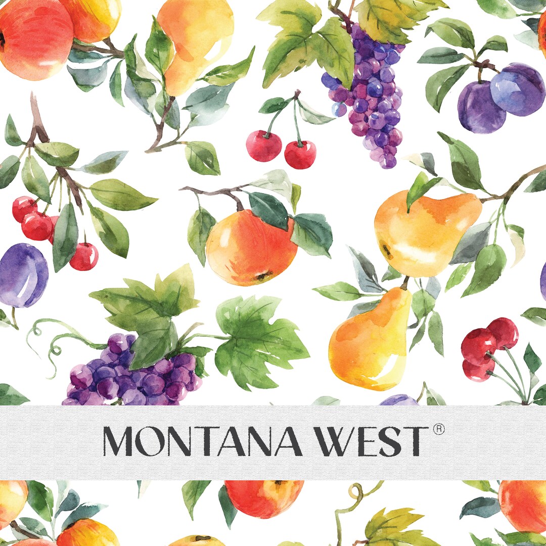 Summer Fruits Seamless Pattern, Digital Watercolor Pear Apple Grapes ...