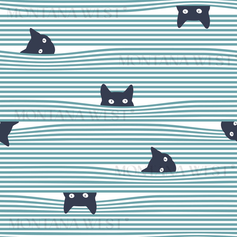 Cute Cats in Blinds Seamless Pattern, Digital Hand-drawn Cats Peeking ...