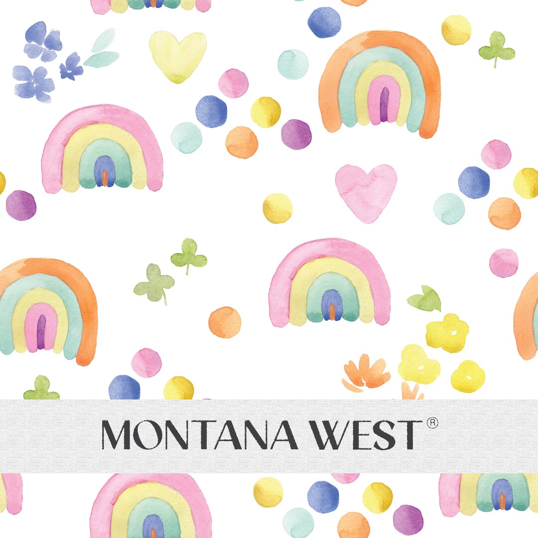 Cute Rainbow Seamless Pattern, Digital Watercolor Rainbow Seamless ...