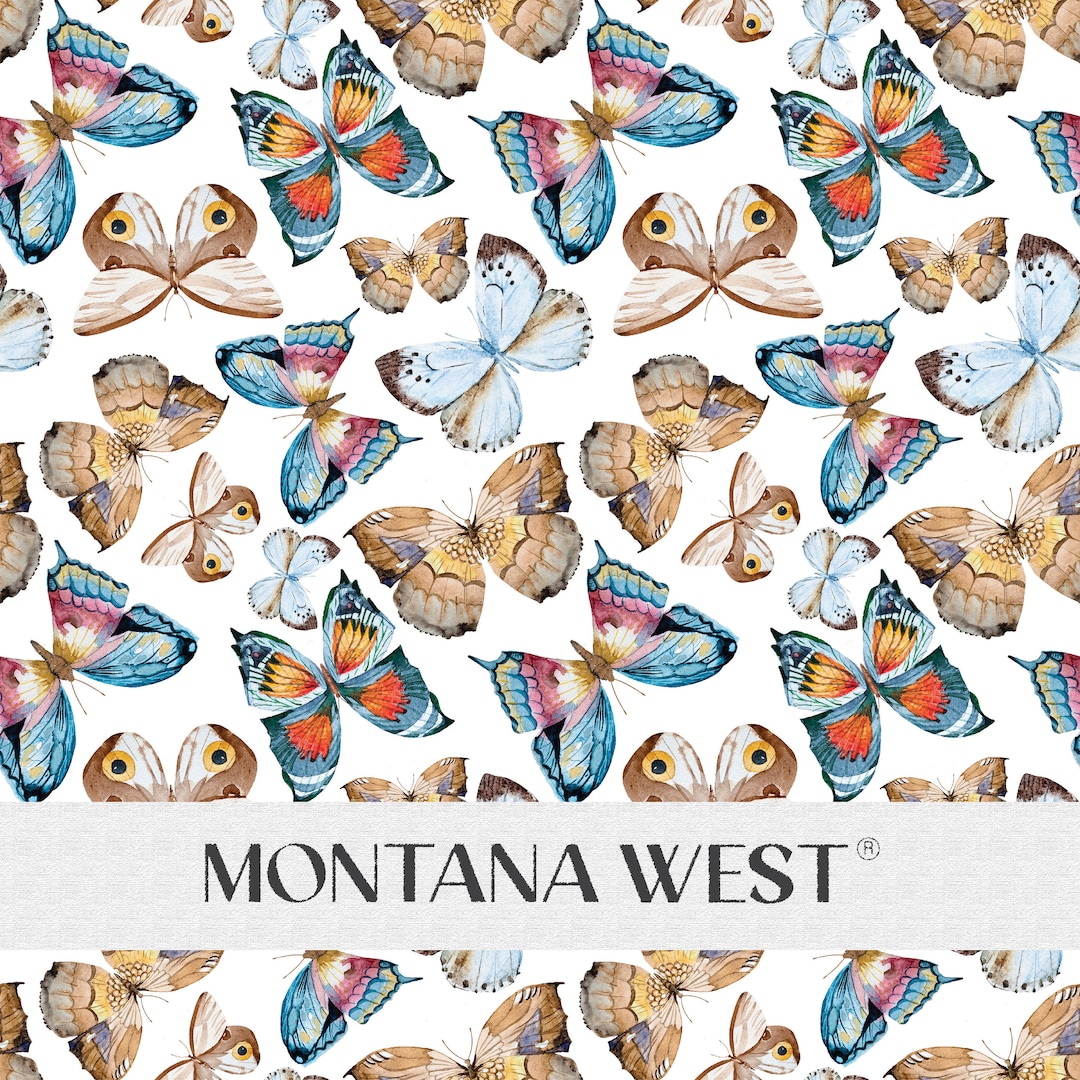 Boho Butterflies Seamless Pattern, Digital Watercolor Boho Butterflies ...