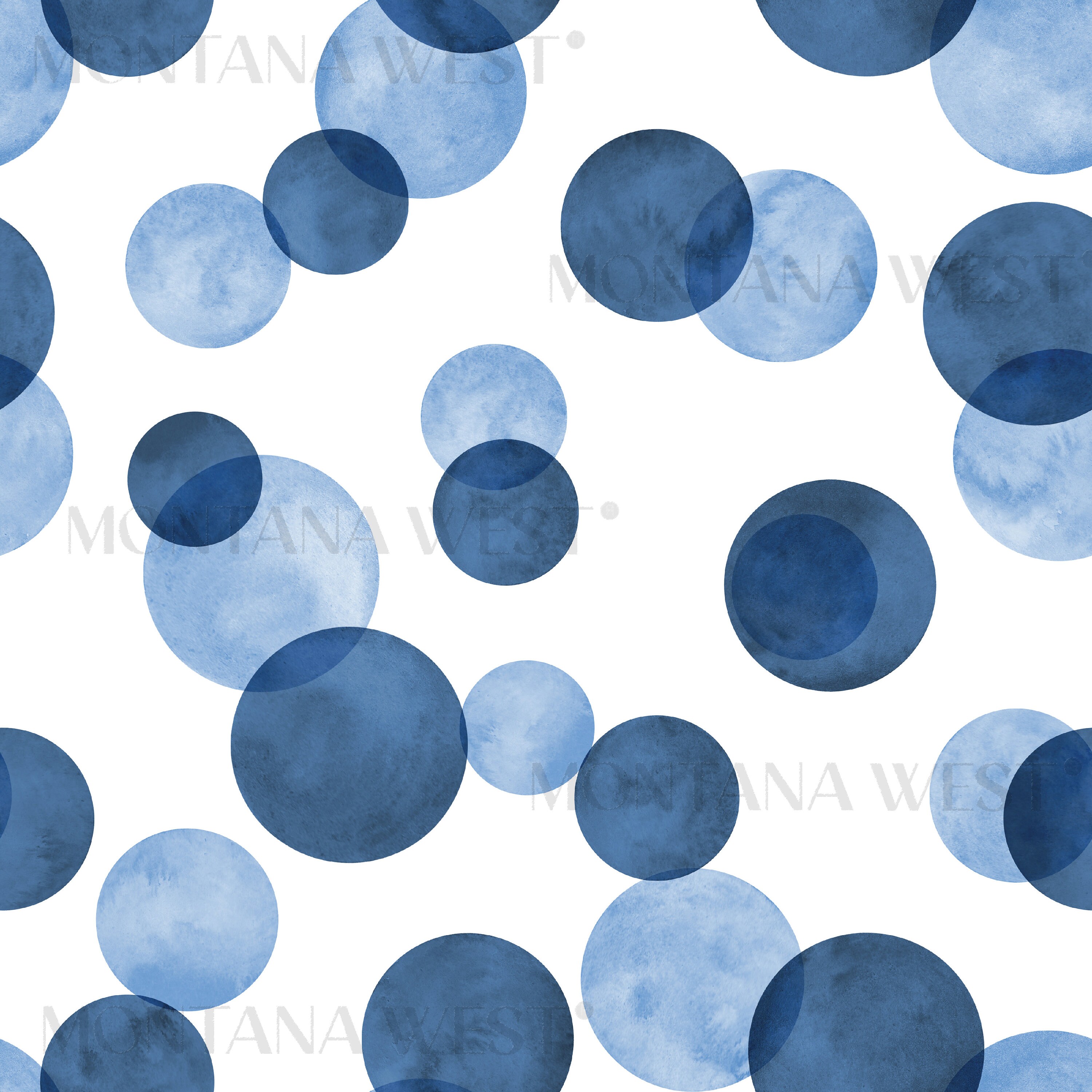 Blue Polka Dot Circles Seamless Pattern, Digital Watercolor Abstract ...