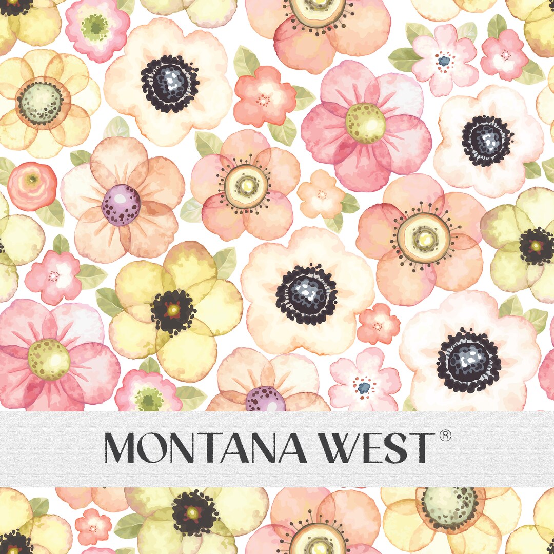 Vintage Flower Meadow Seamless Pattern, Digital Watercolor Vintage ...