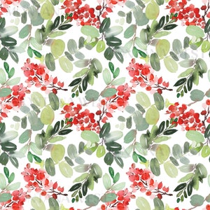 Christmas Berries Seamless Pattern, Digital Watercolor Berries Seamless ...