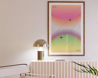 ANGEL NUMBER 444 Wall Art, Baby Blue Trendy Print, Spiritual ...