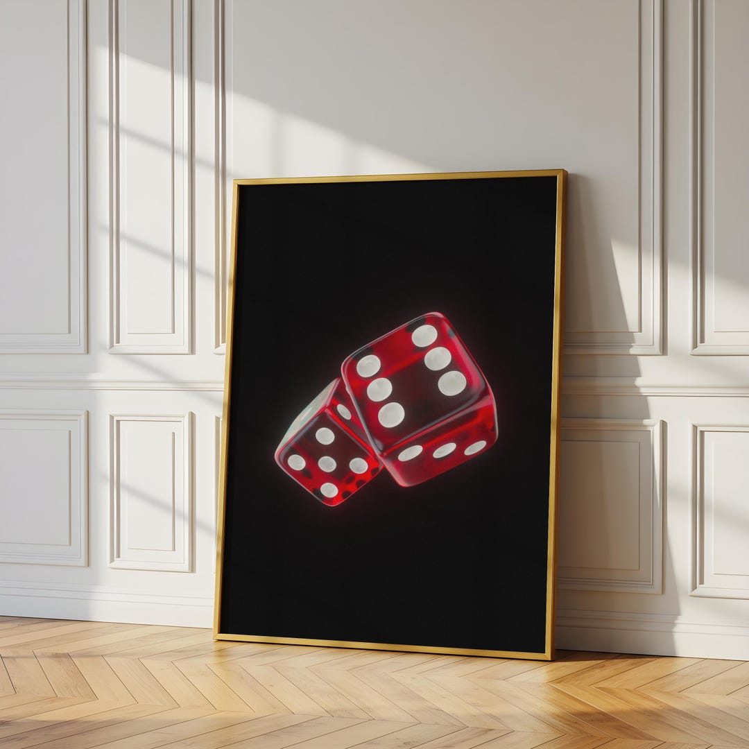 VEGAS RED - Game Dice Print | Modern Y2K Wall Art Poster | Digital ...