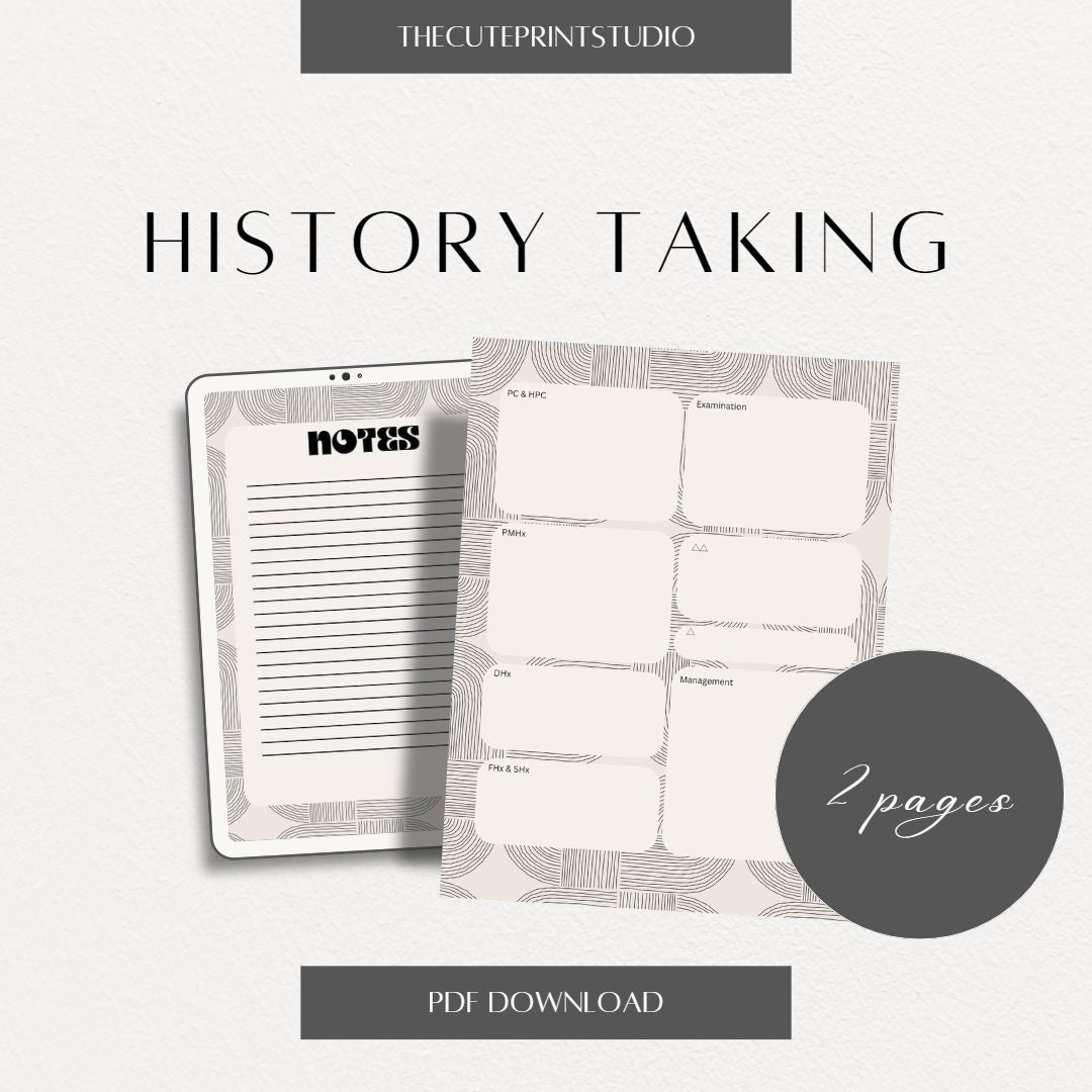 Patient History Taking Sheets Medical School Study Tool for Medical ...