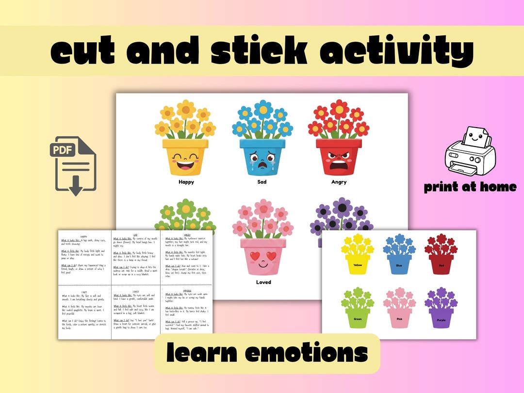 Emotions Activity for Kids, Cut and Stick Feelings Worksheets for ...