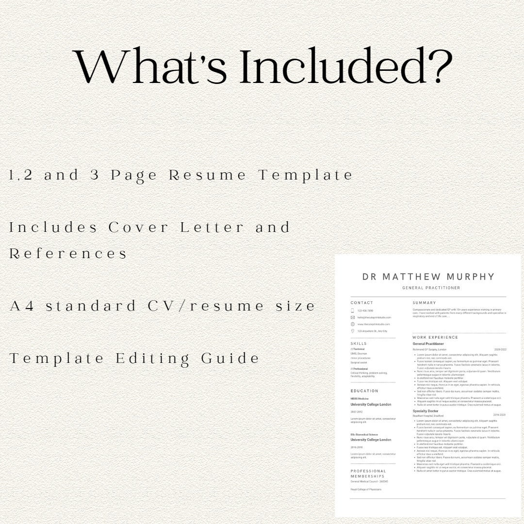Medical Resume for Healthcare Professionals Customisable Professional ...