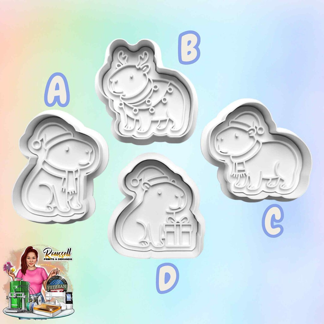 Christmas Capybara: 3D Printed Fondant , Clay Cutter Cookie Cutter - Etsy