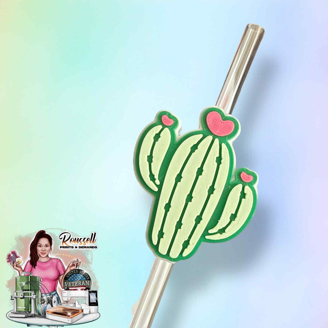 Cactus 3d Printed Straw Topper 2 Sizes - Etsy