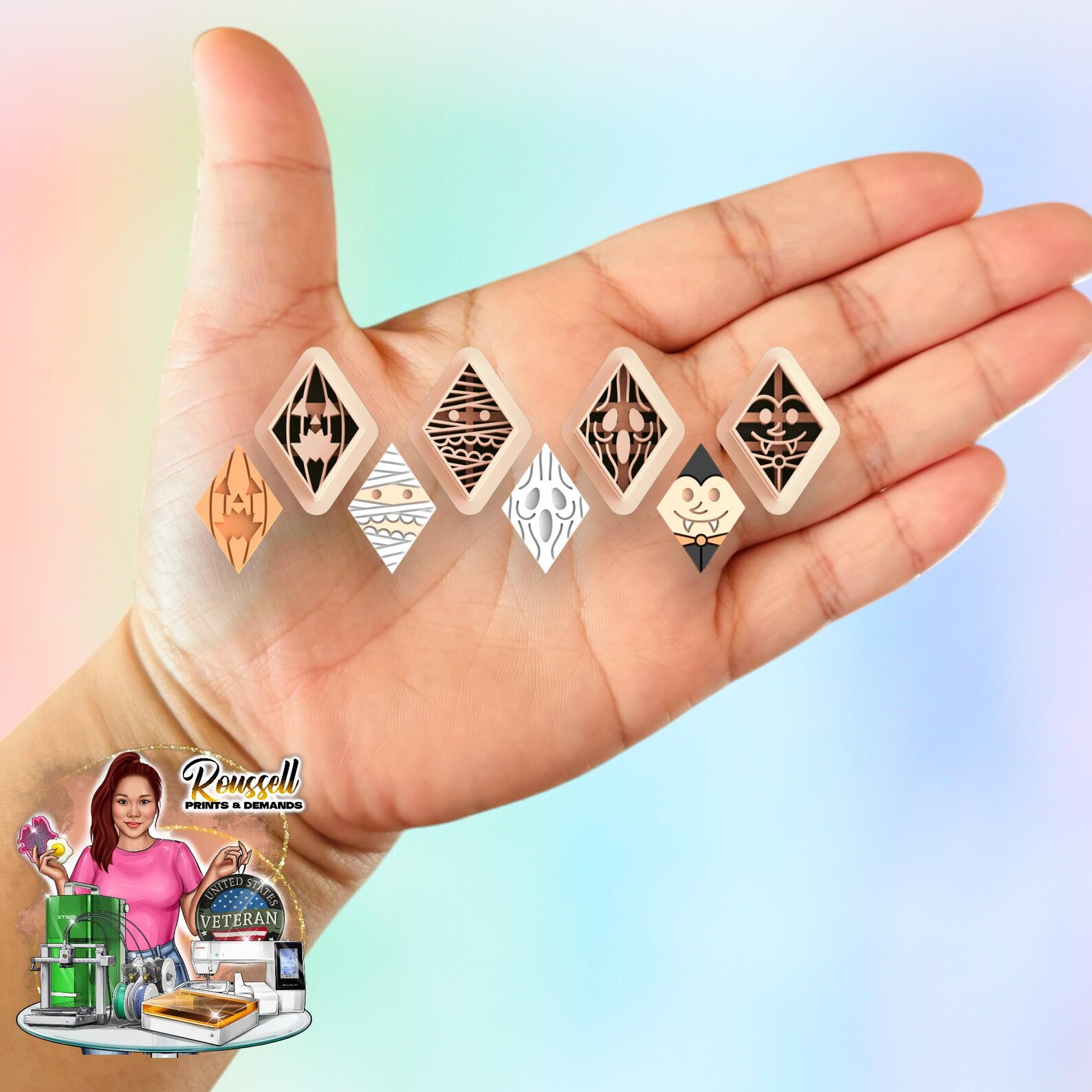 Rhombus Monsters Pack Clay Cutters 3D Printed Cutters - Etsy