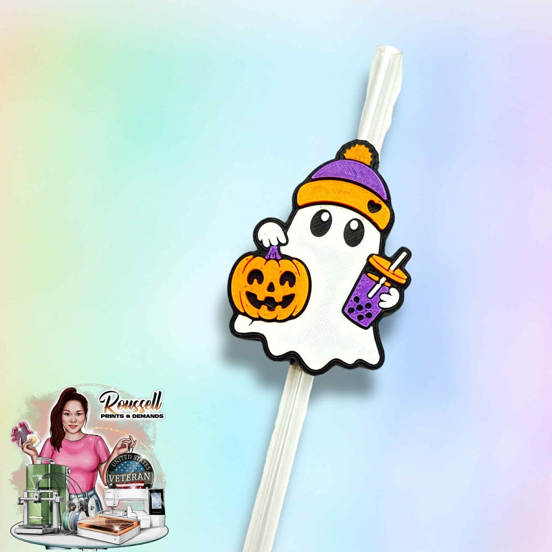 Happy Ghost 3d Printed Straw Topper 2 Sizes - Etsy