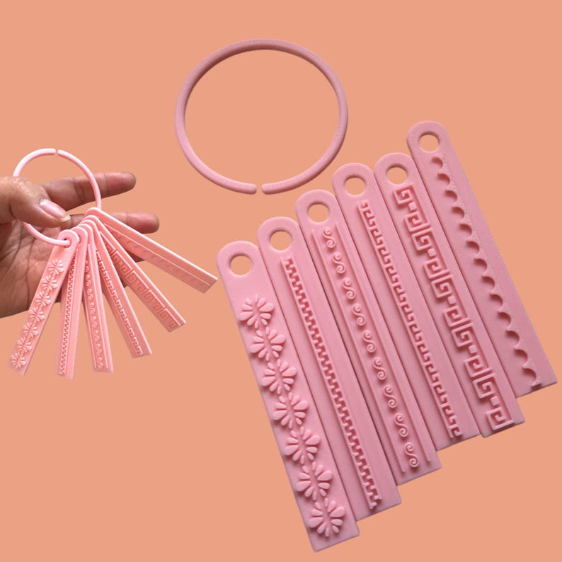 Border Embossing Stamps for Polymer Clay, Six Borders With a Storage ...