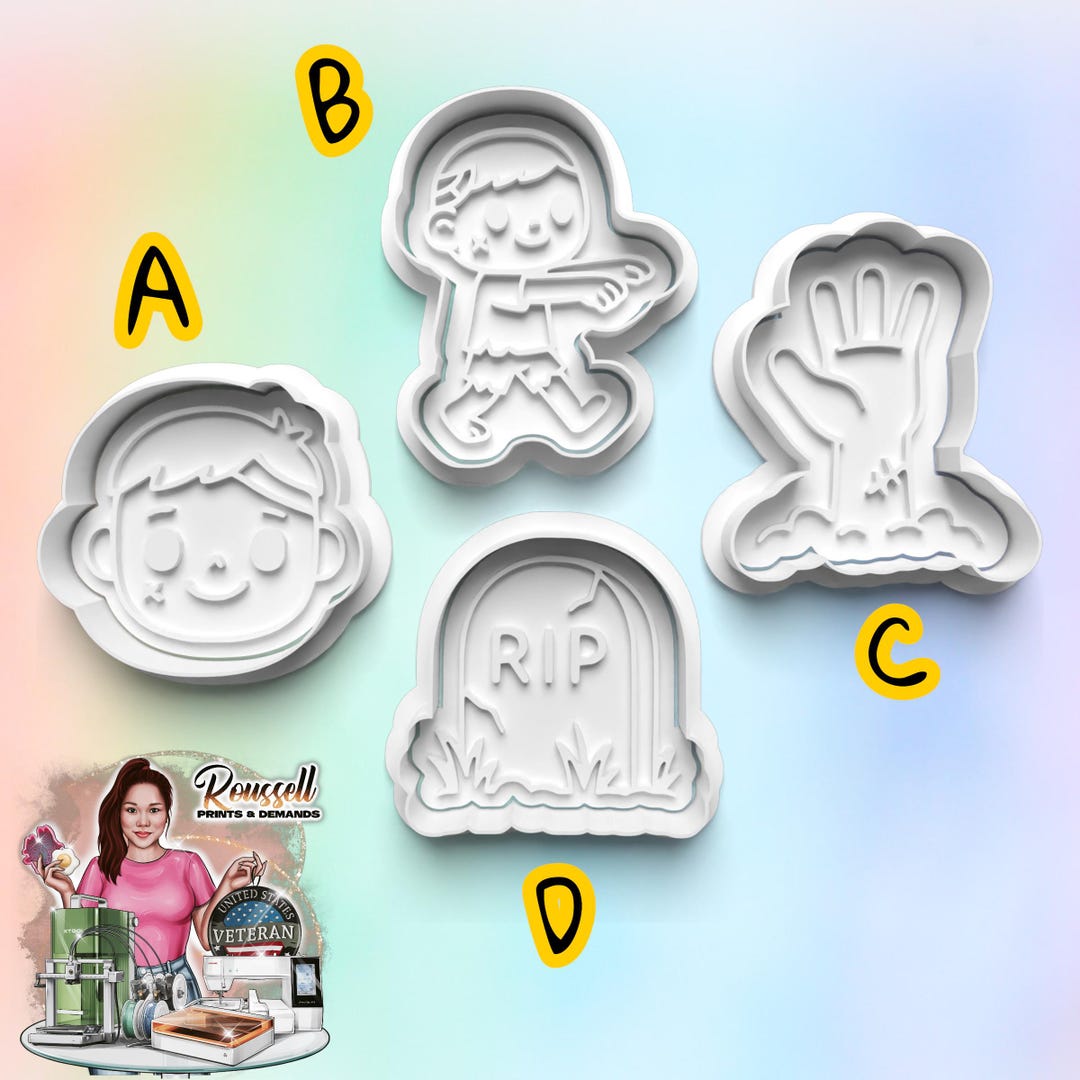 3D Printed Halloween Zombie Cookie Cutter: Fondant & Clay Cutter - Etsy