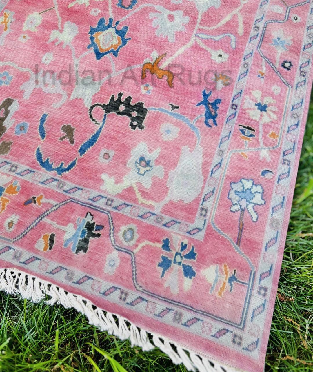 9x12 Pink and Blue Handknotted Oushak Made to Order (in Any Size ...