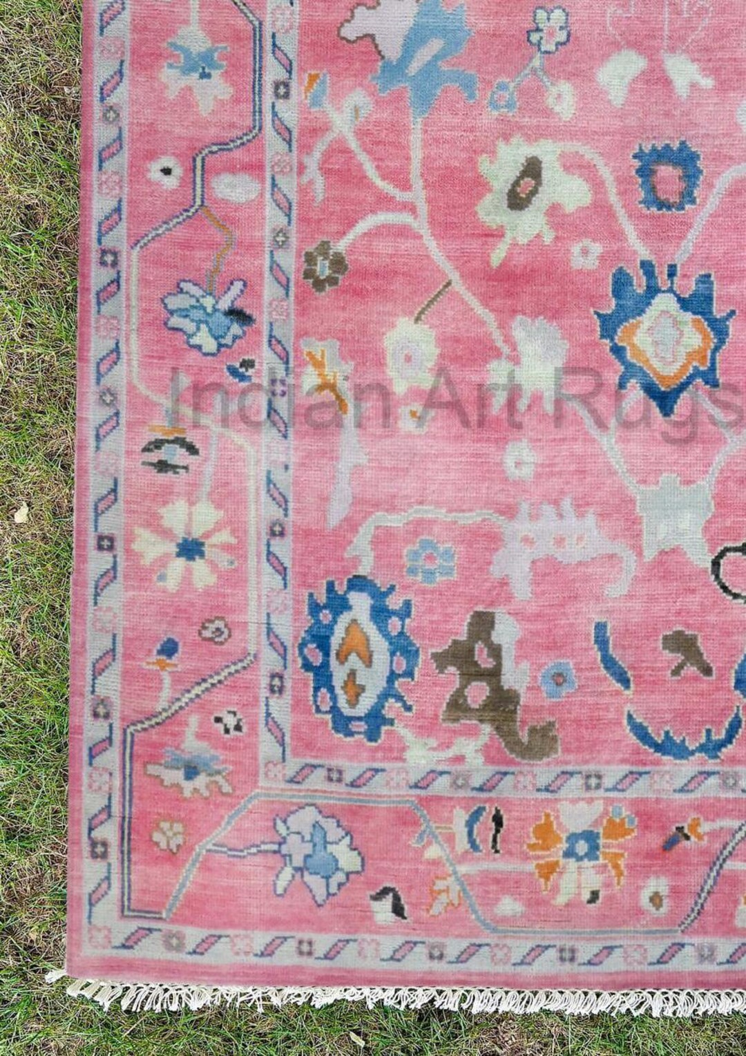 9x12 Pink and Blue Handknotted Oushak Made to Order in Any Size Fine ...