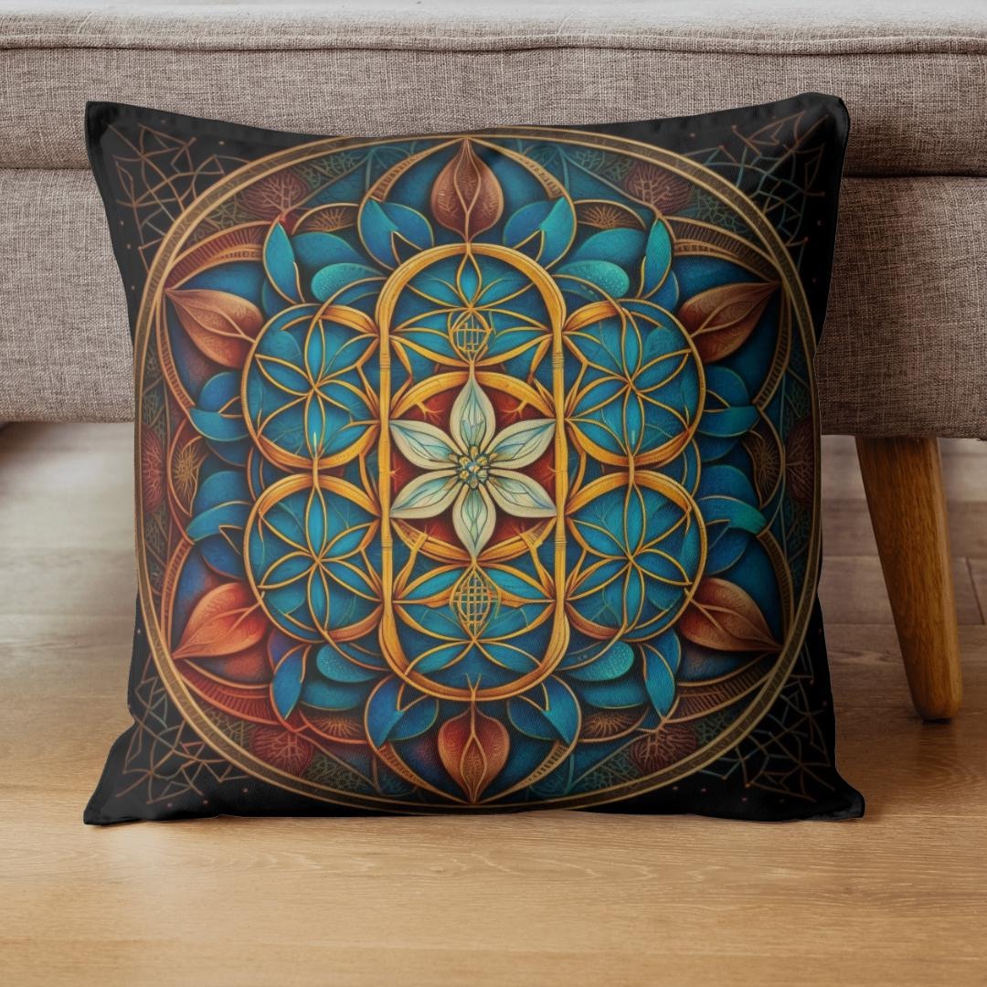 Flower of Life - Sacred Symbol of Harmony Cushion for Decoration ...