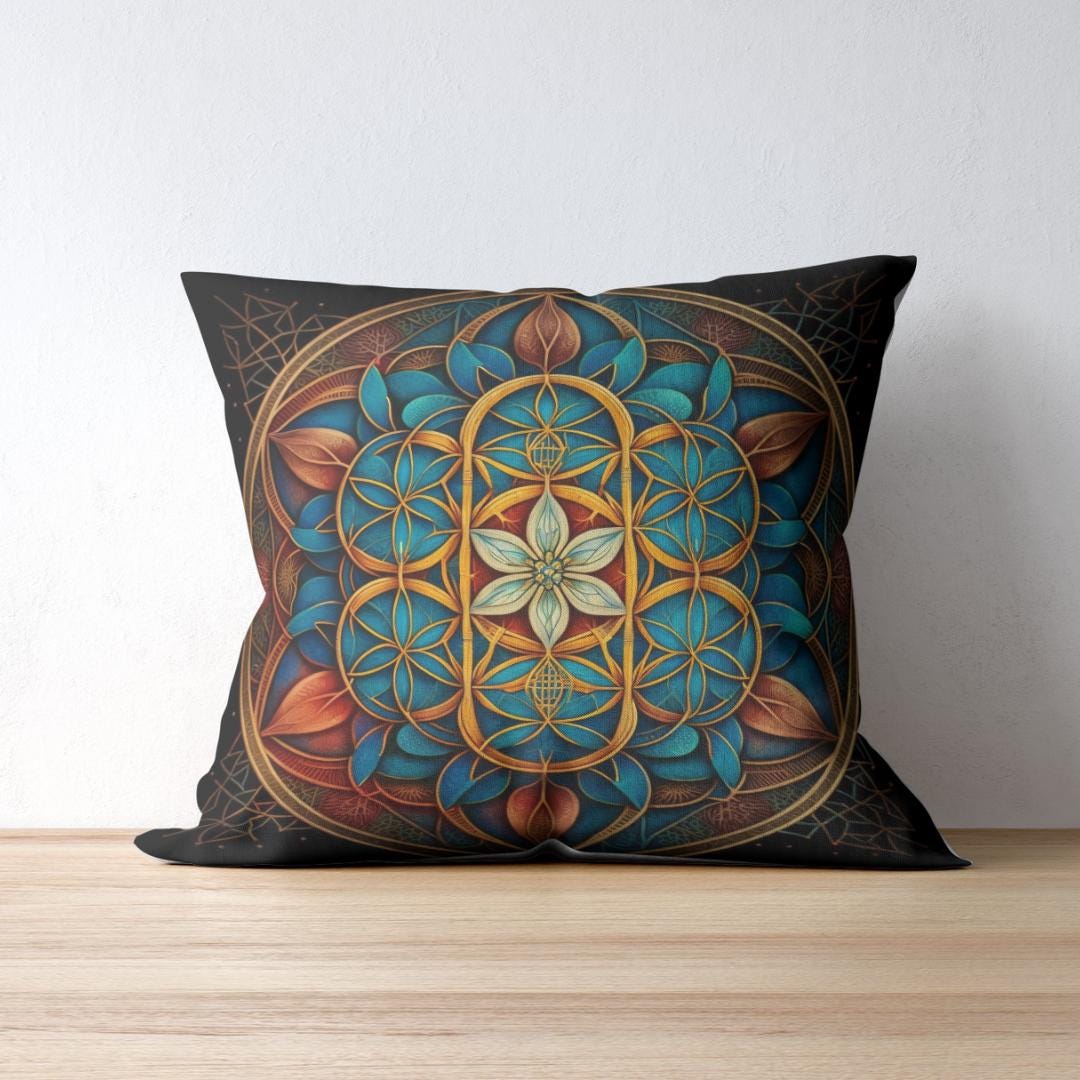 Flower of Life - Sacred Symbol of Harmony Cushion for Decoration ...