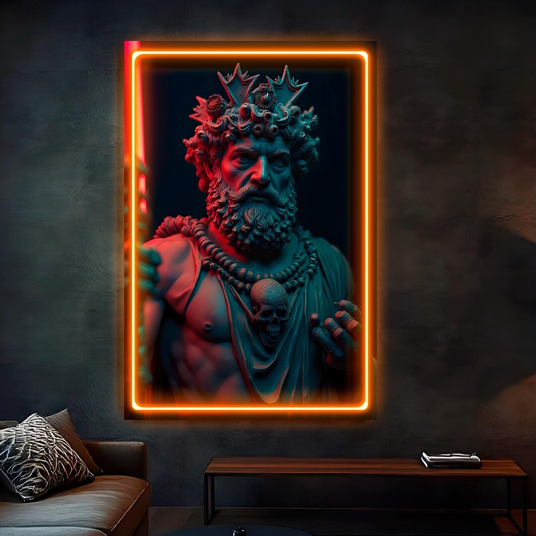 LED Light Painting Hades the God of the Underworld, Large Modern Canvas ...