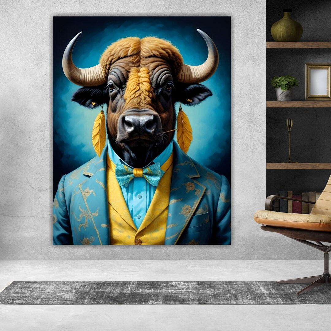 Ready to Hang Picture or Poster on Canvas the Brownie Buffalo, Animal ...