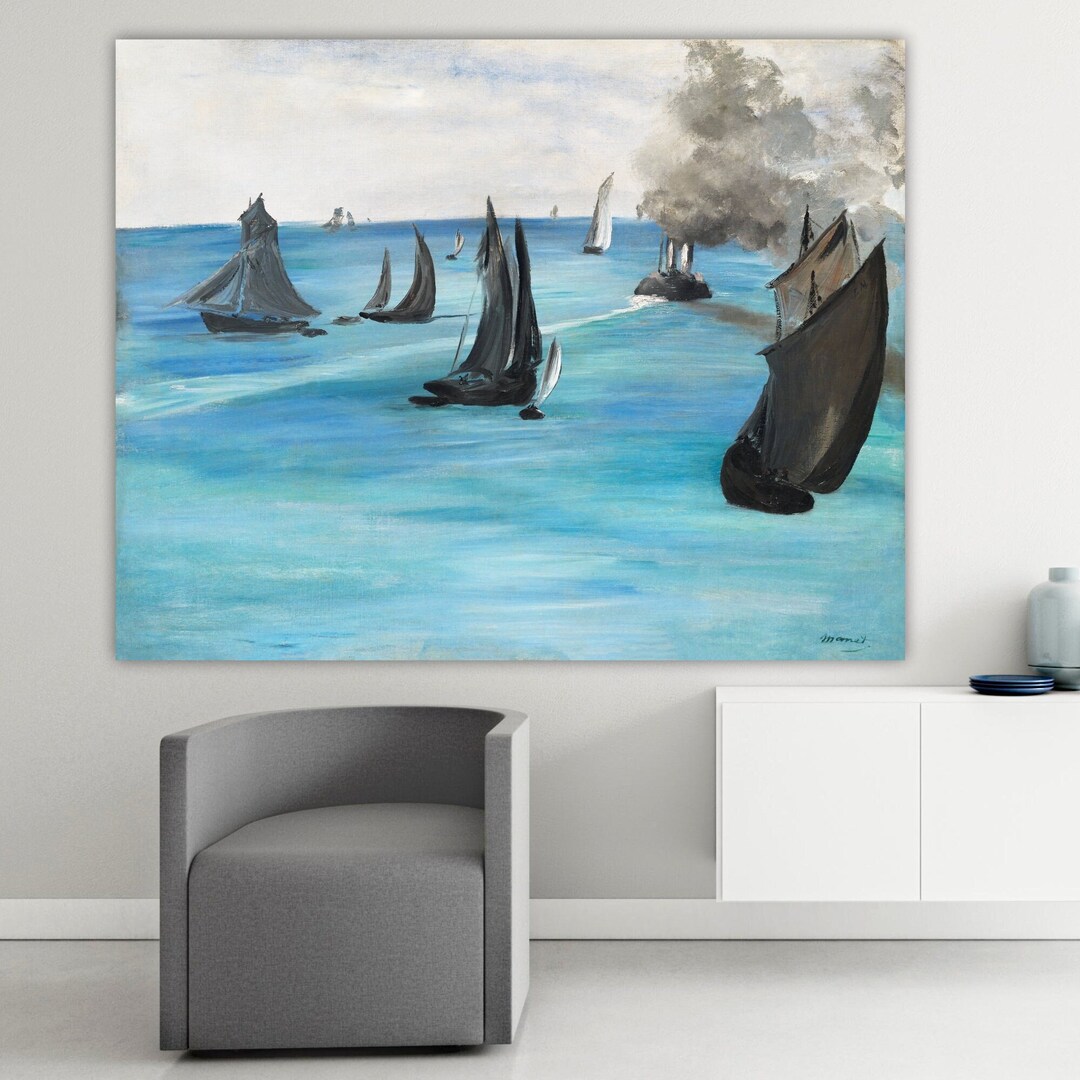 Édouard Manet the Kearsarge, Print on Canvas, Aesthetic Wall Painting ...