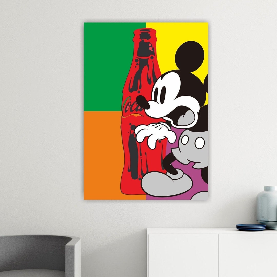 Mickey Mouse and Cola Poster or Canvas Painting, Pop Art Canvas Print ...