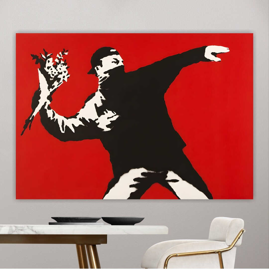 Affiche graffiti fleurs de pose Banksy art de la rue art - Etsy France