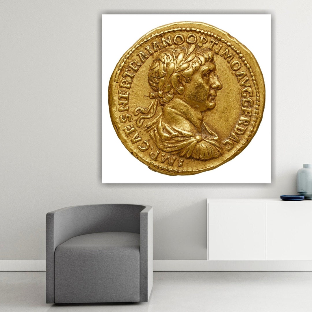 Ancient Coin the Roman Emperor Trajan, Poster or Painting on Canvas ...